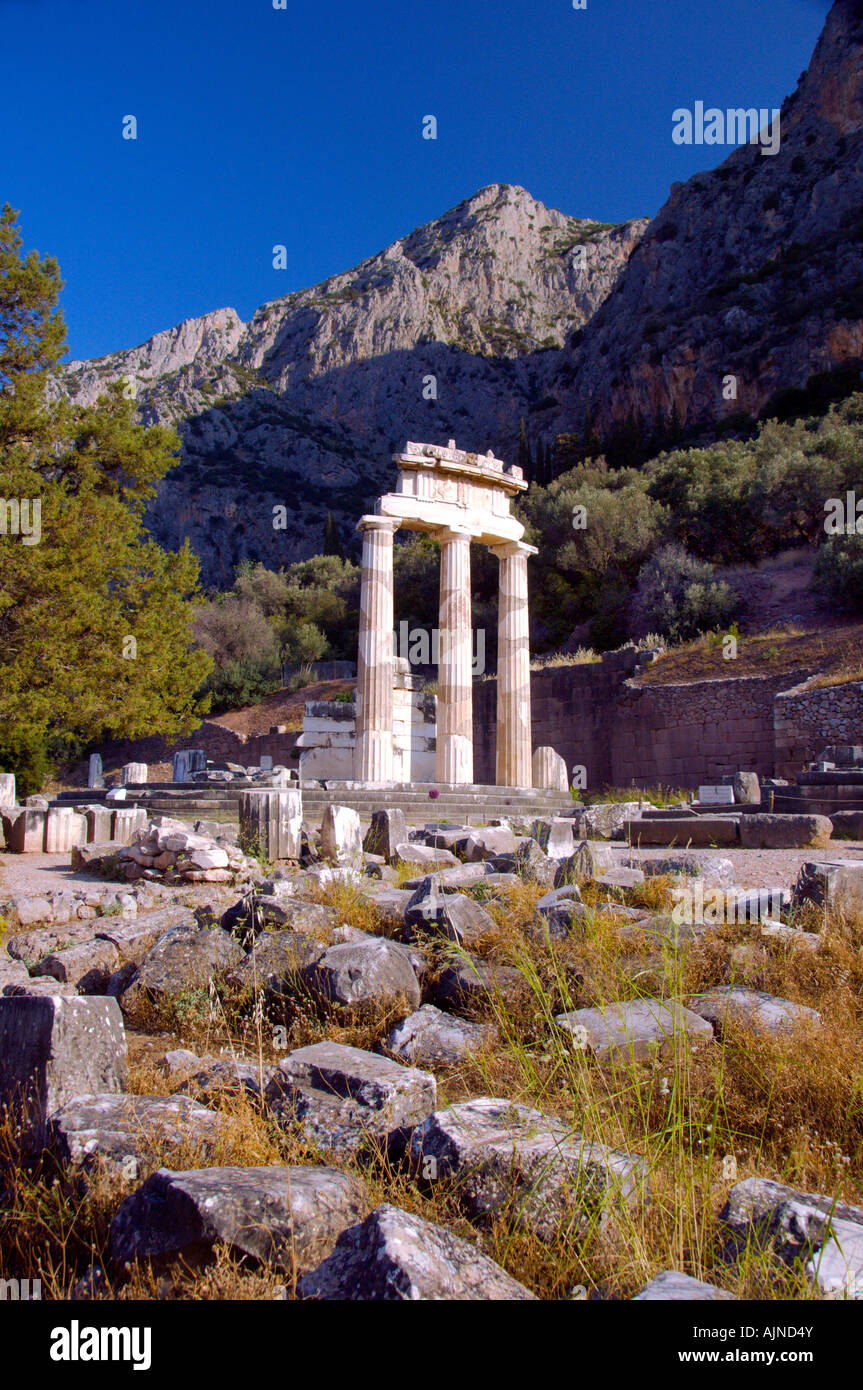The Tholos Temple Sanctuary of Athena ruins in Delphi Greece Stock ...