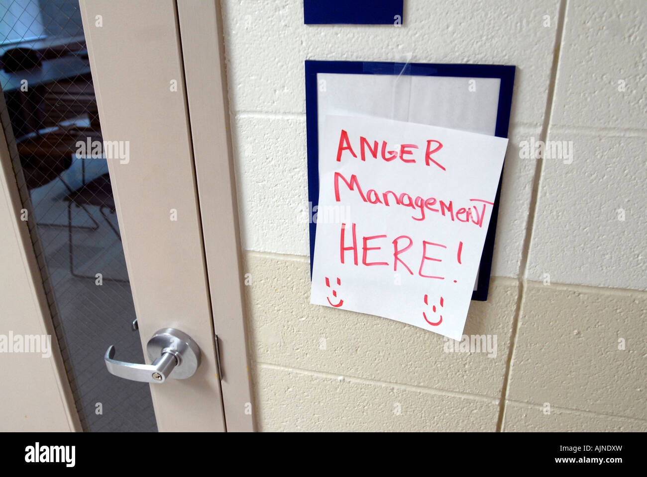 Anger management class with sign on door. Concept Stock Photo - Alamy