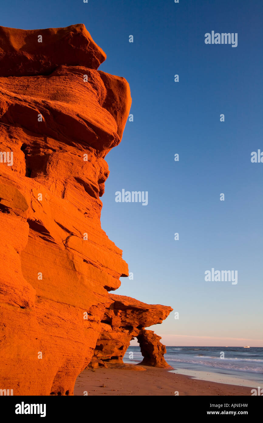 Eroding sandstone cliffs at Seaview, Prince Edward Island, Canada Stock ...