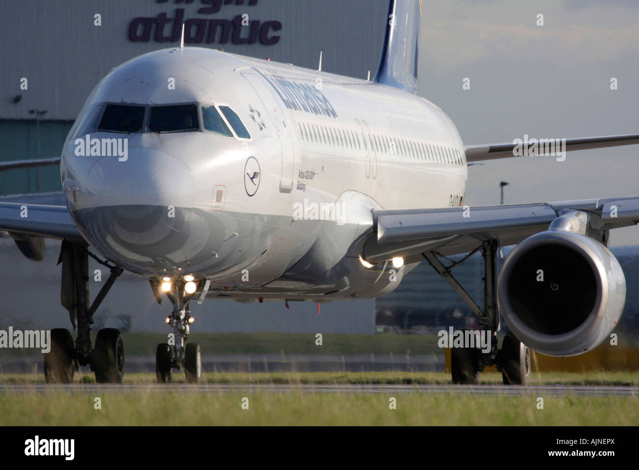 Lufthansa Airbus A320 taxiing for departure at London Heathrow Airport ...