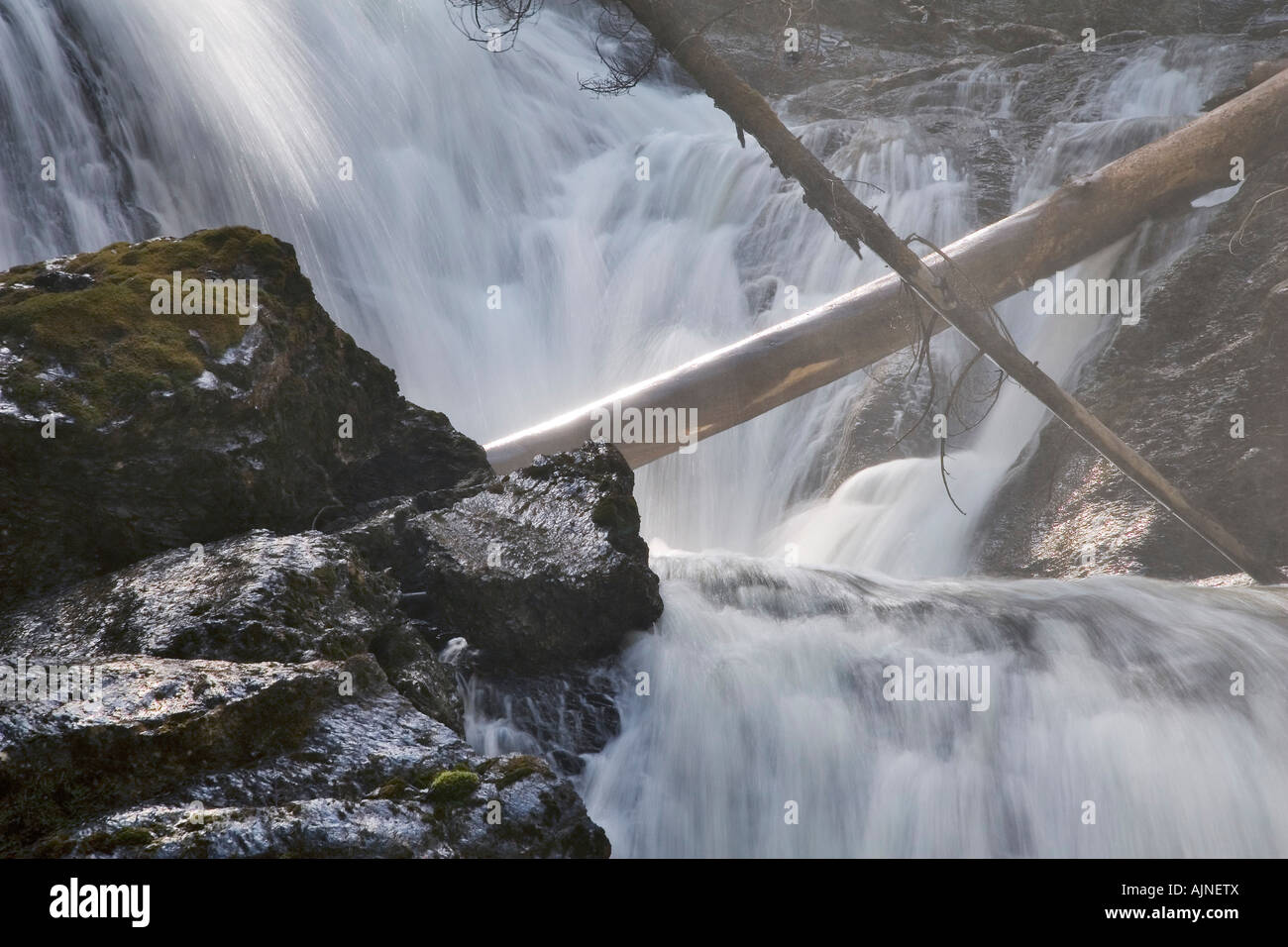 Waterfalls with logs Stock Photo - Alamy