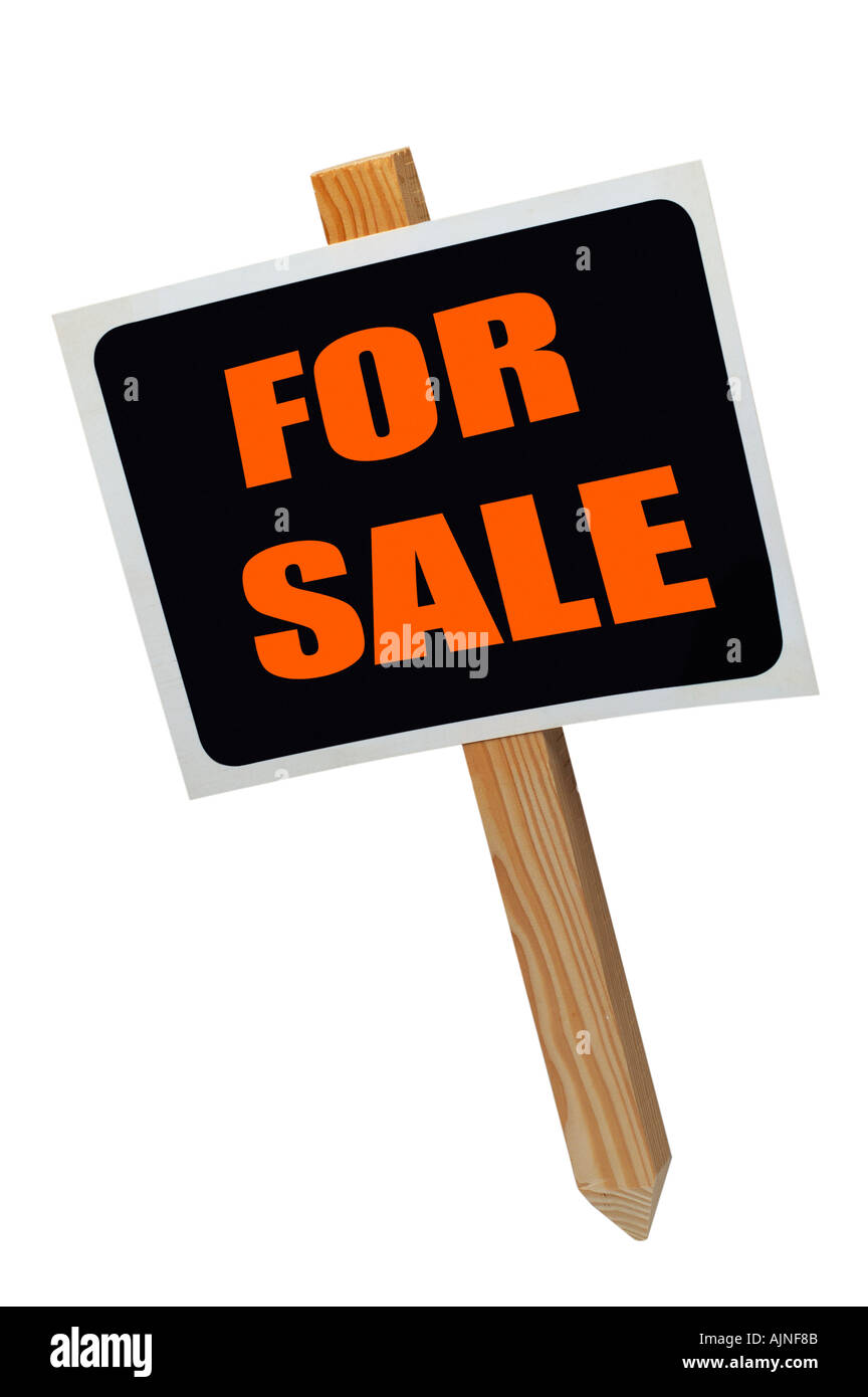 FOR SALE SIGN HOME ON WHITE BACKGROUND Stock Photo - Alamy