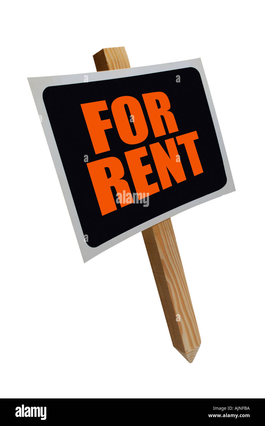 SIGN FOR RENT ON WHITE BACKGROUND Stock Photo - Alamy
