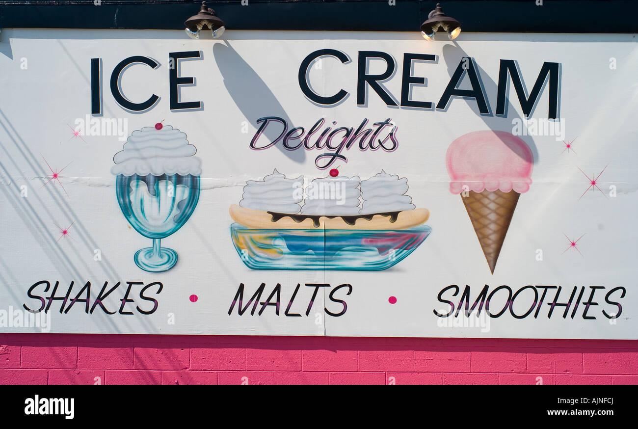 Painted sign on an old fashioned malt shop in Wildwood New Jersey, A ...