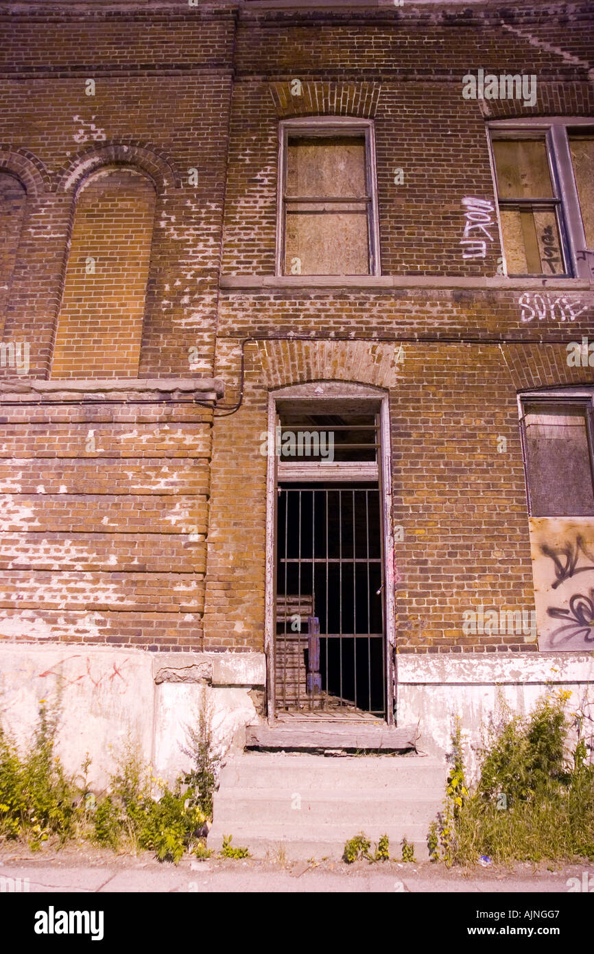 Abandoned factory building at night. Montreal, Quebec, Canada Stock ...