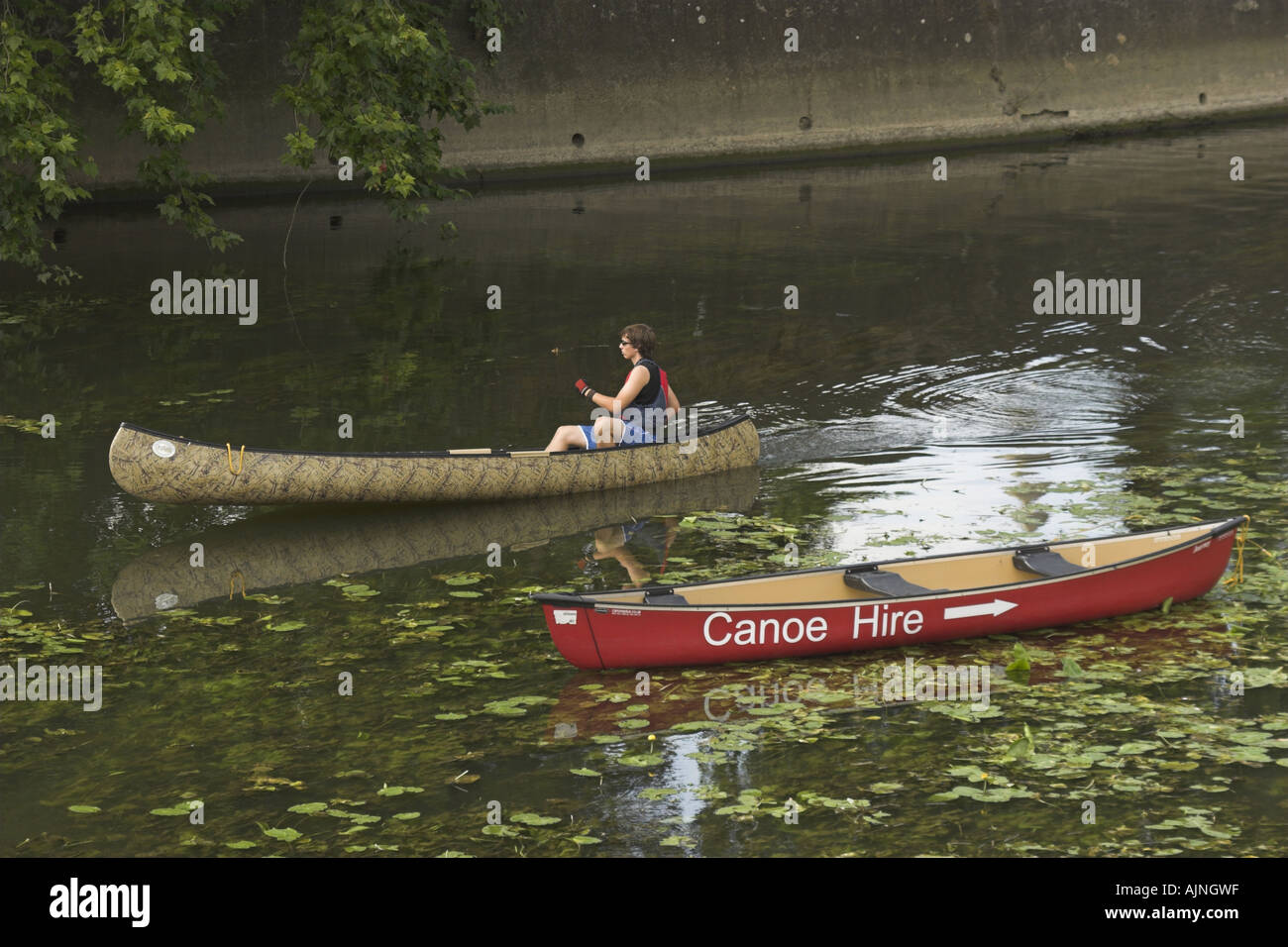 Canoeing on the River Avon at Bradford on Avon, Wiltshire, England, UK ...