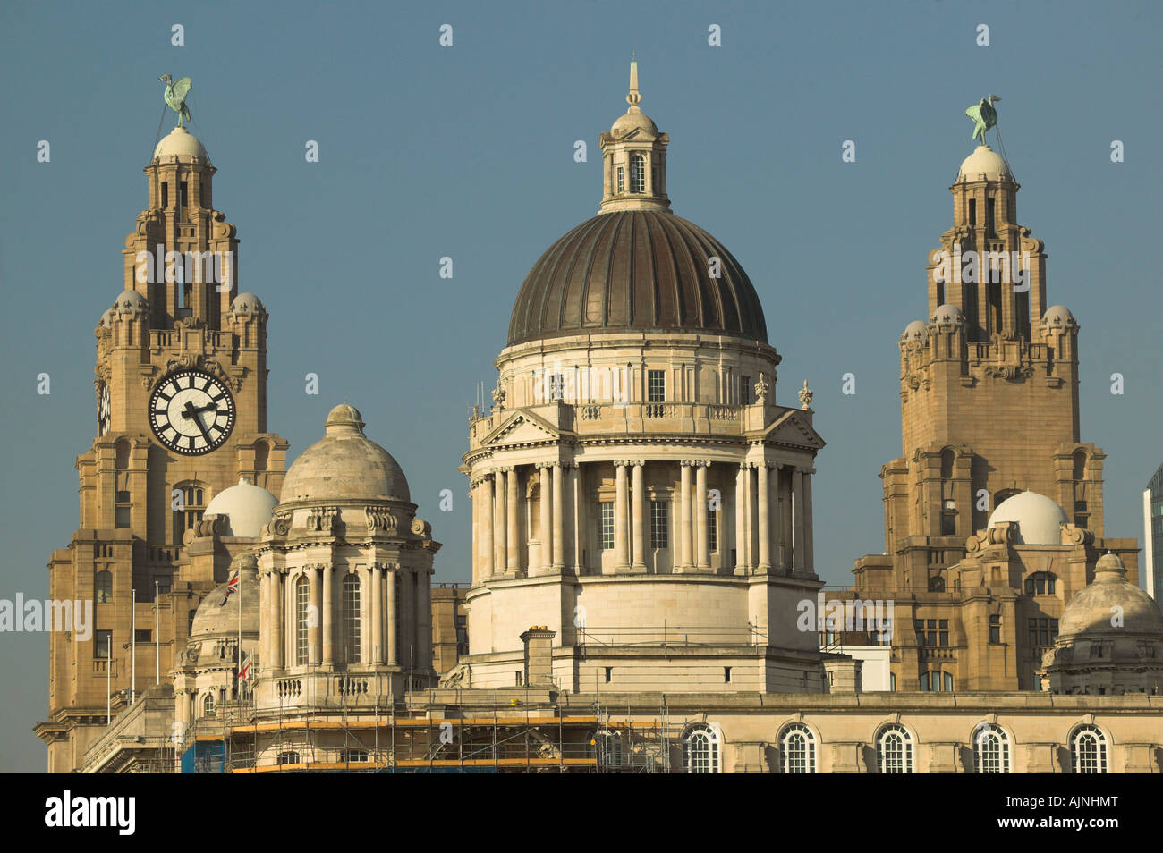liverpool waterfront buildings the three graces 2008 Stock Photo - Alamy
