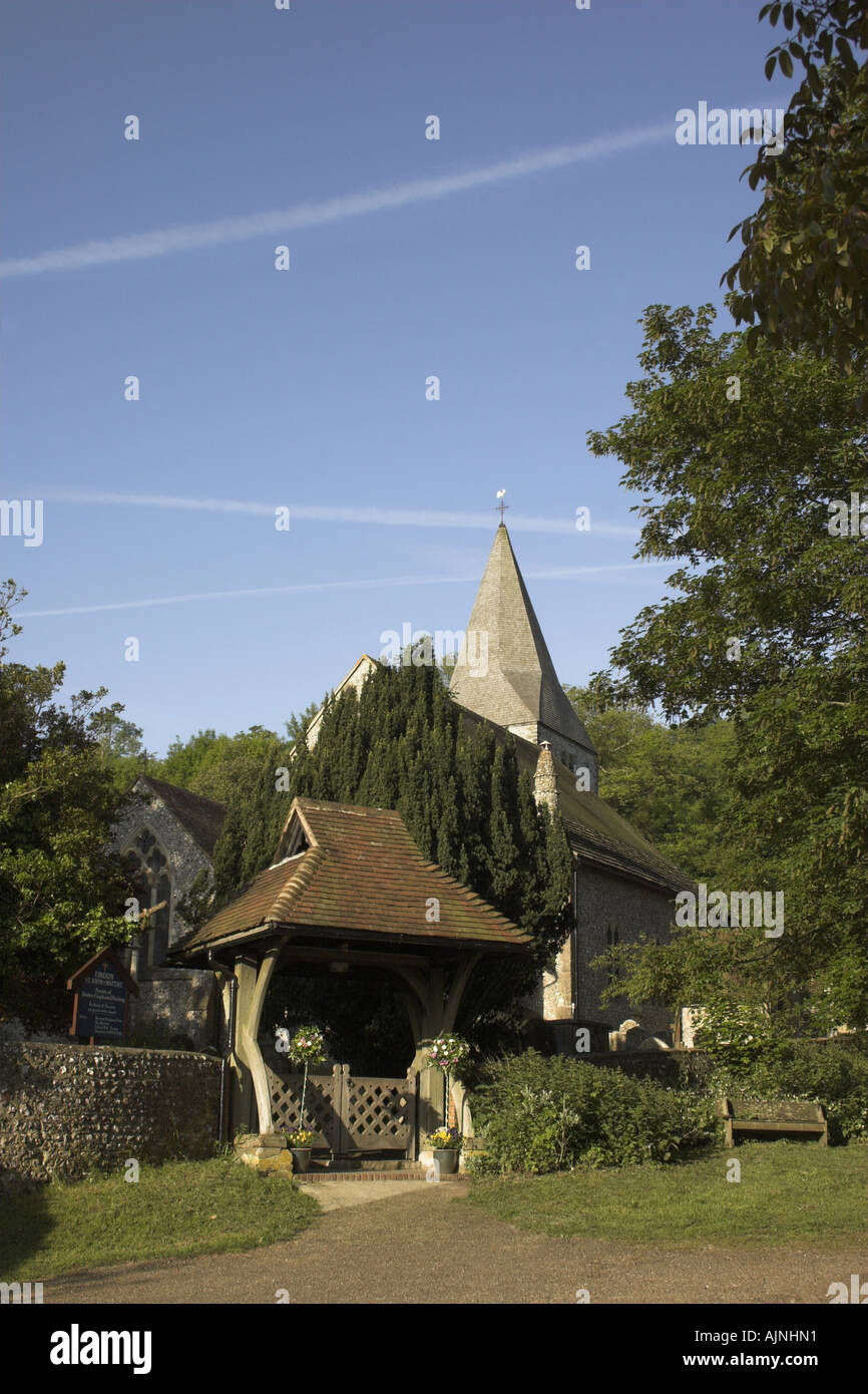 The lychgate and entrance to the church of St. John the Baptist, Findon ...