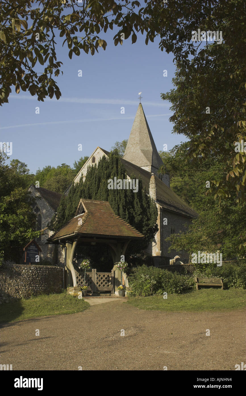 The lychgate and entrance to the church of St. John the Baptist, Findon ...