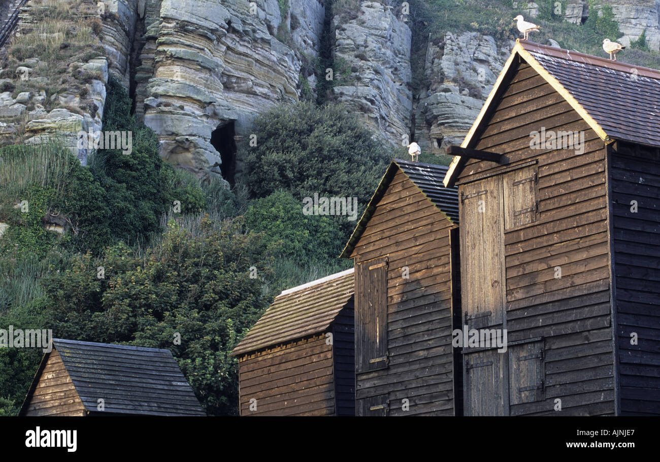 Victorian net shops on the Stade Hastings England Stock Photo - Alamy
