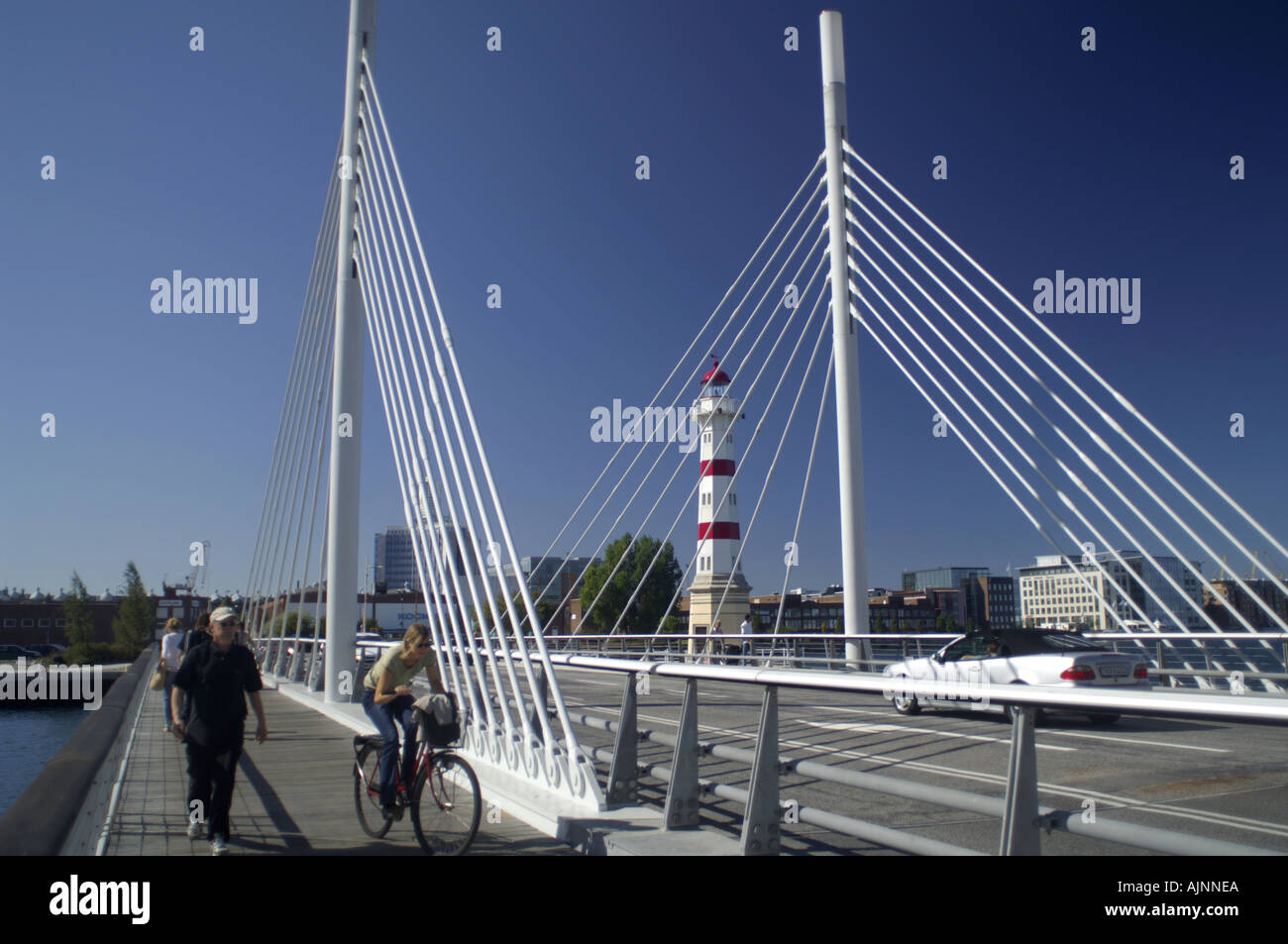 Lighthouse and bridge in Malmo Sweden Stock Photo - Alamy