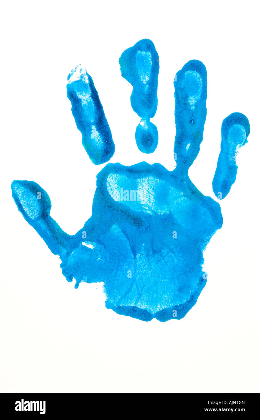 Hand print blue right Stock Photo - Alamy