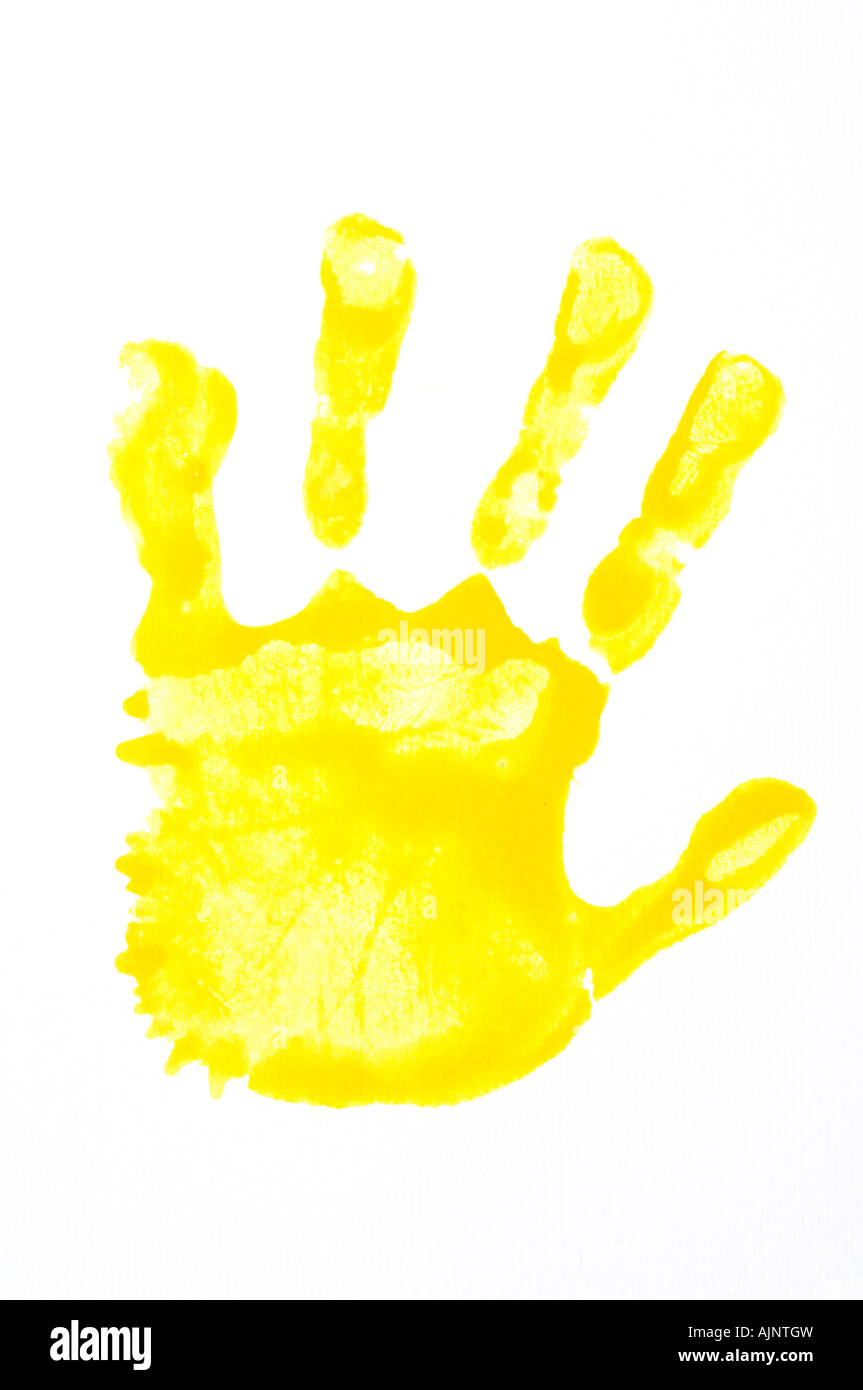 Hand print yellow left Stock Photo - Alamy