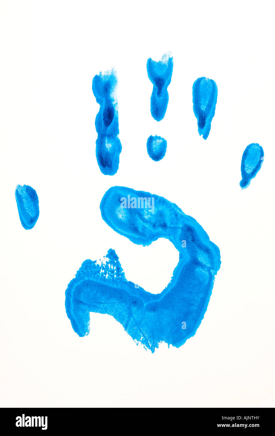 Hand print blue right Stock Photo - Alamy