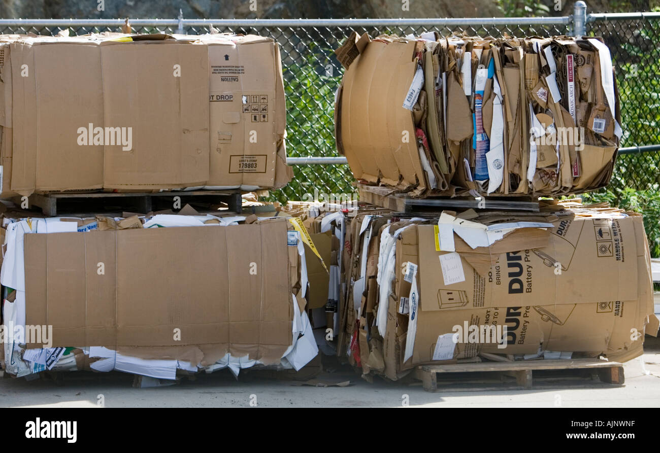 Bundles of cardboard for recycling Stock Photo - Alamy
