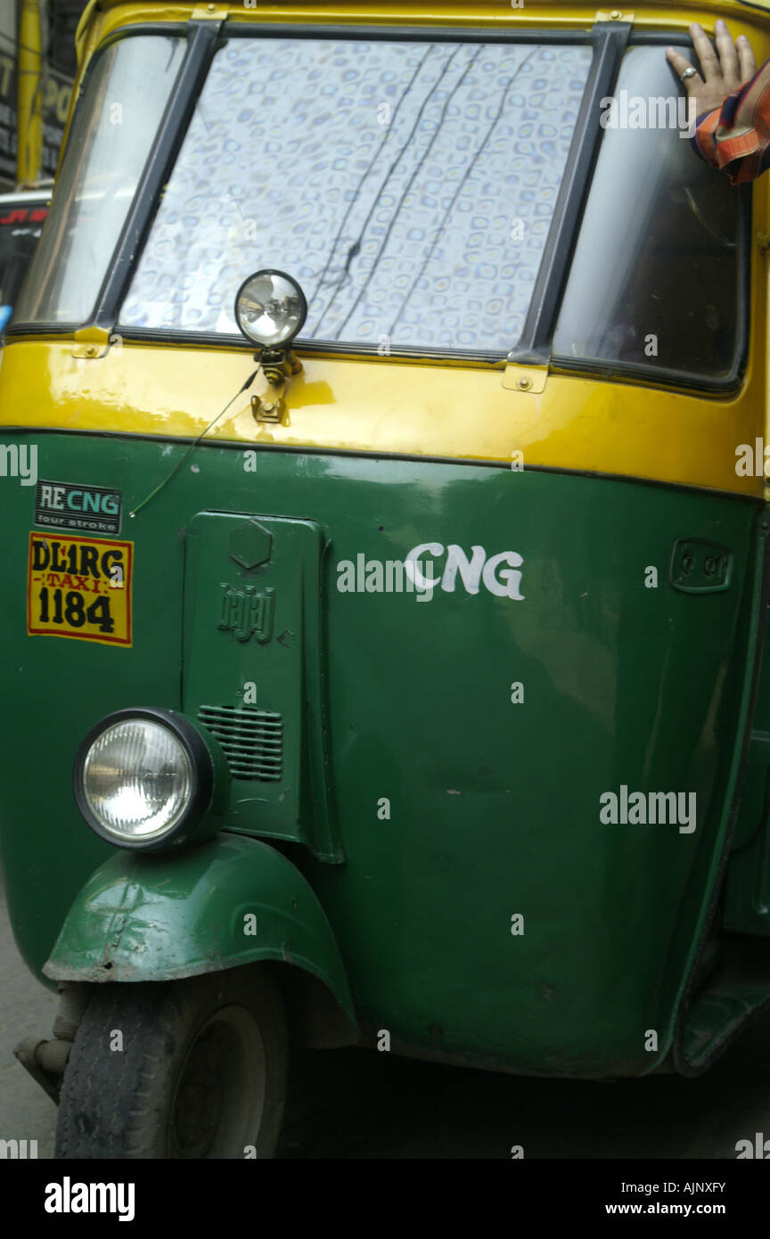 Rickshaw motorickshaw vehicle compressed natural gas New Delhi public ...