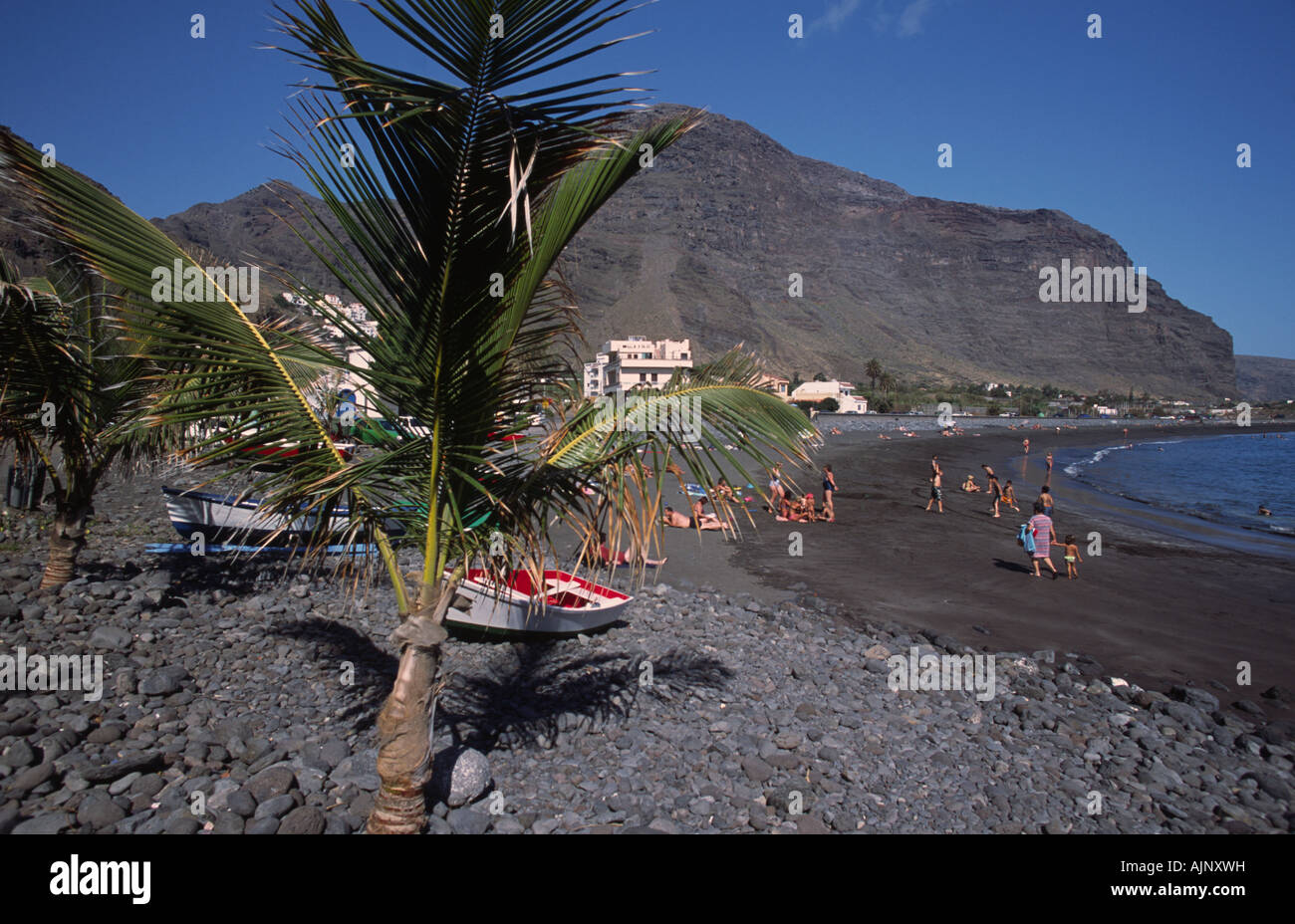 The beach in La Playa Valle Gran Rey La Gomera Canary Islands Spain ...