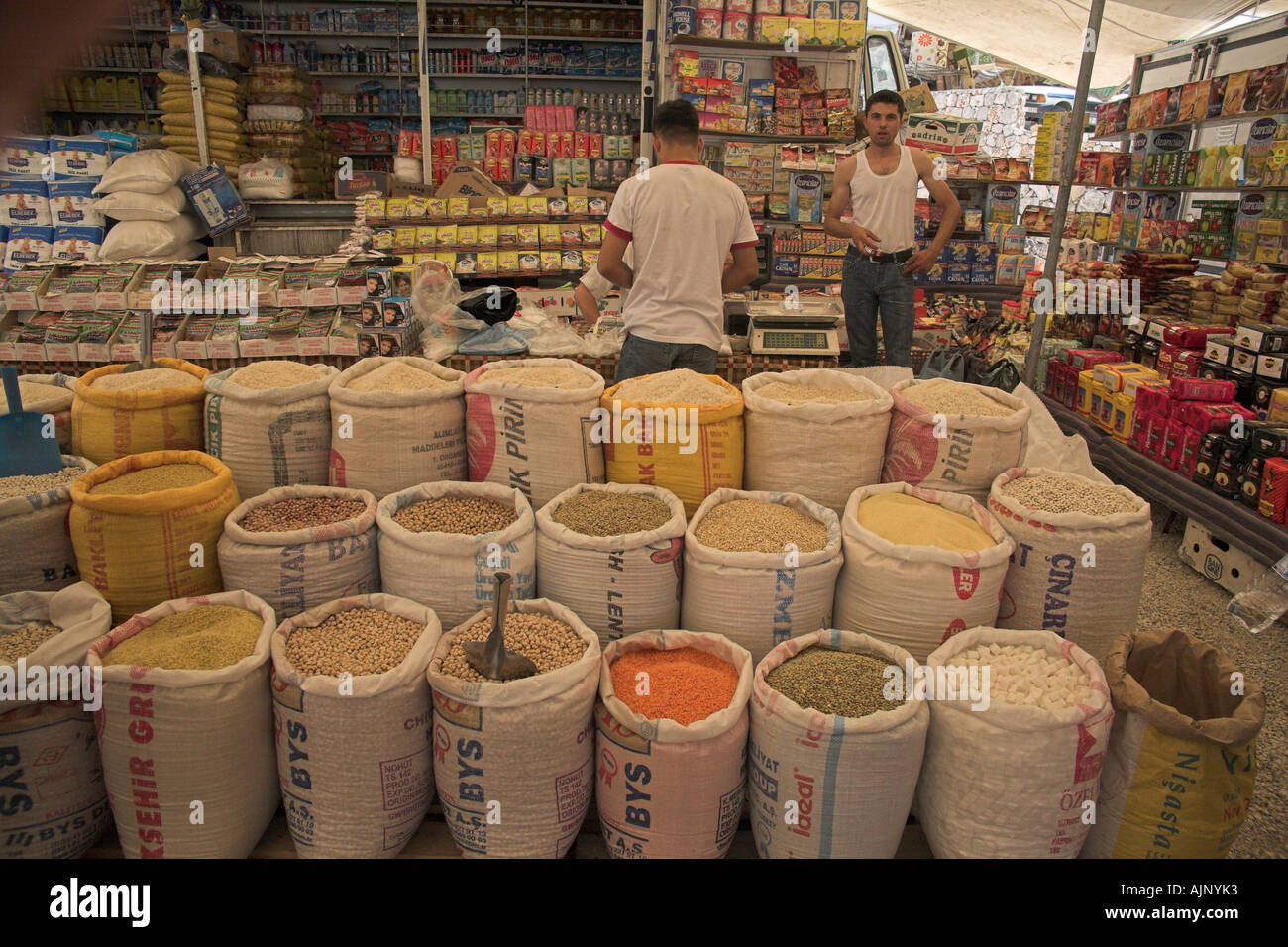 Stock photograph of grocery stall in market Kalkan Turkey Stock Photo ...