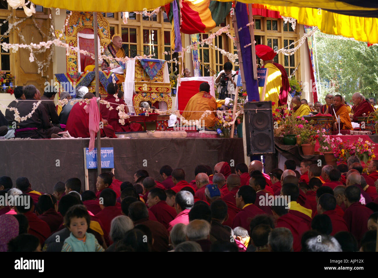 Gathering of many priests and watchers at Phyang monastery in Ladakh ...