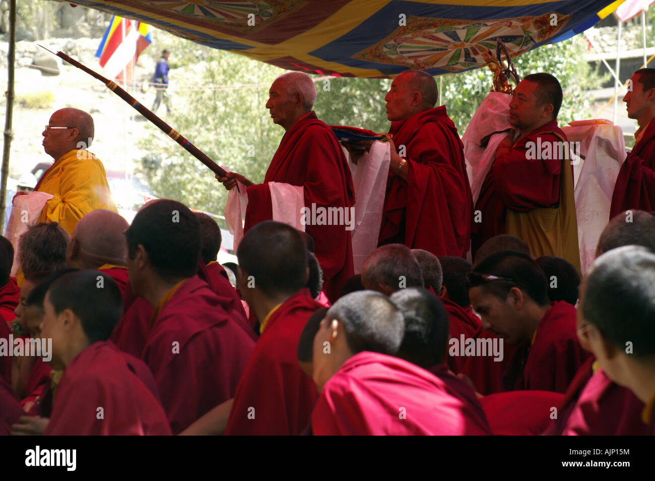Gathering of amny priests and watchers at Phyang monastery in Ladakh ...