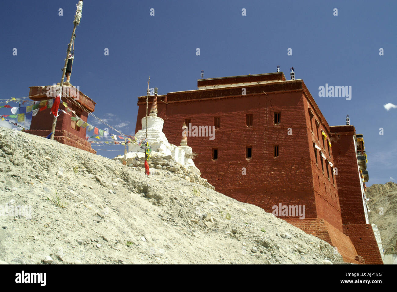 Phyang tibetan buddhist monastery building Ladakh Himalaya India blue ...