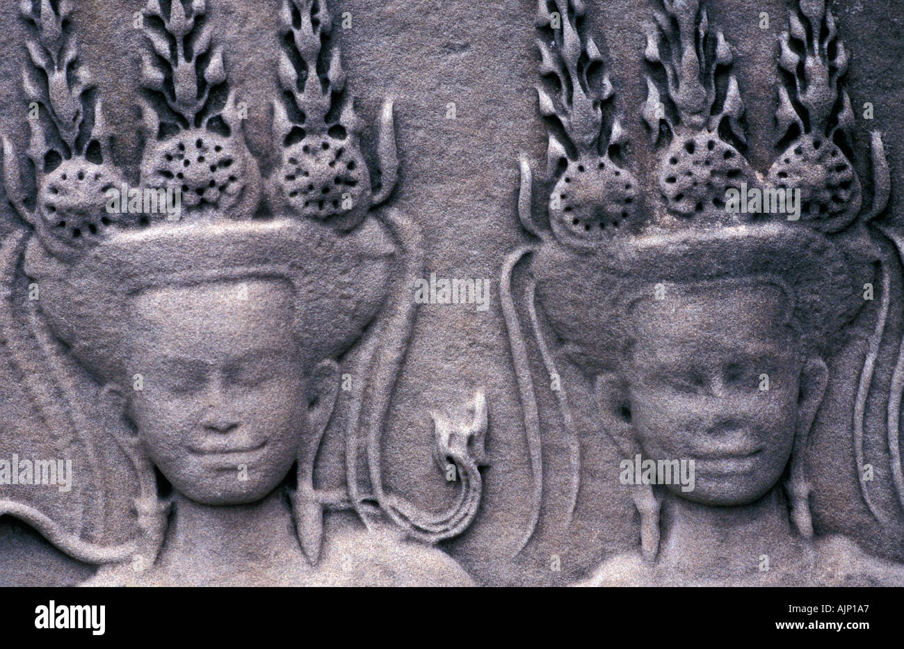 Bas relief of Devatas or female divinities similar to images of Apsaras ...