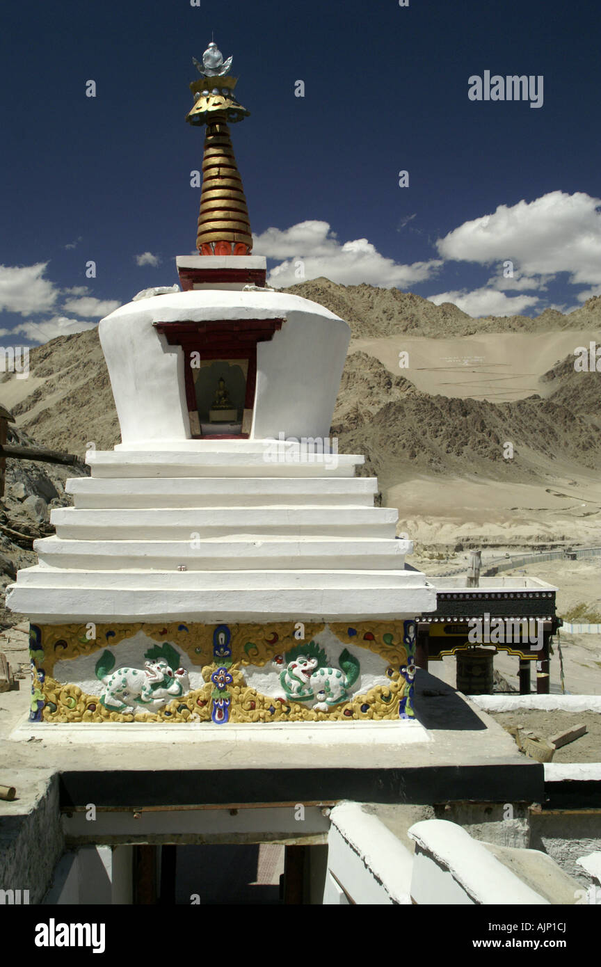 White chorten stupa holy tibetan white buddhist shrine in Spitok ...