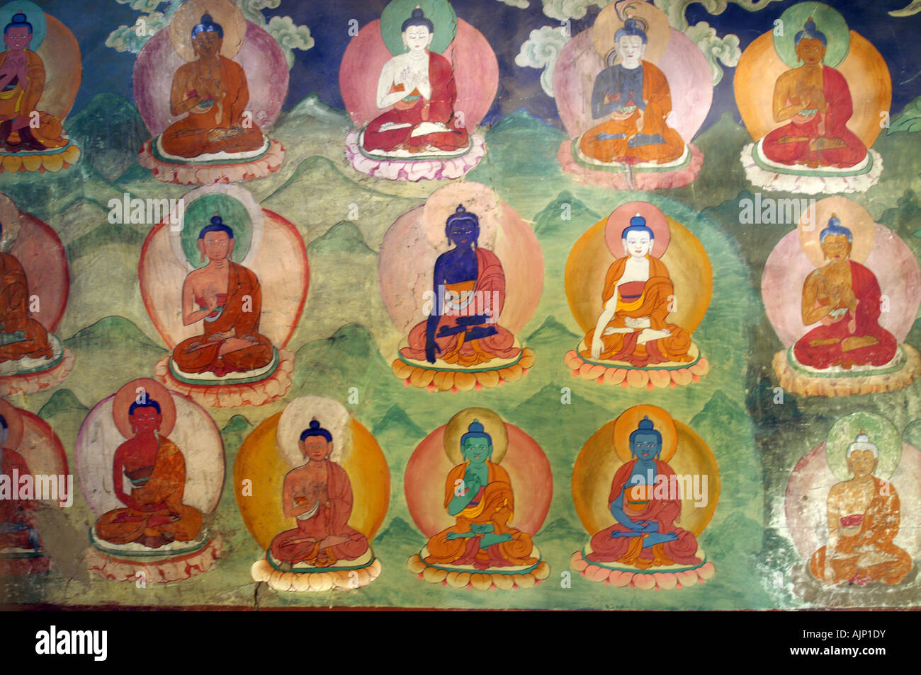 Tibetan buddhist deities mural painting in Thiksey monastery, Ladakh ...