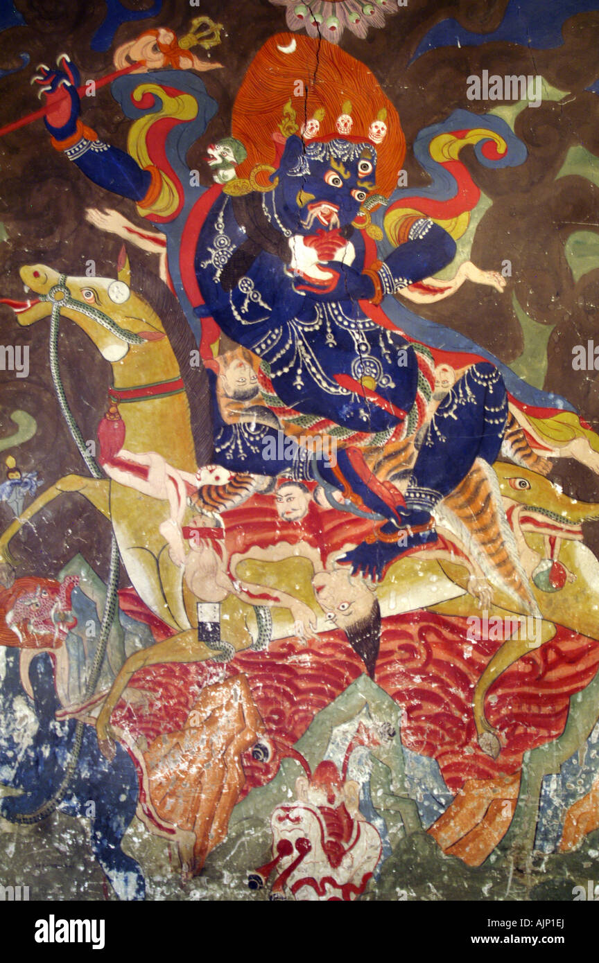 Tibetan buddhist deities mural painting in Thiksey monastery, Ladakh ...