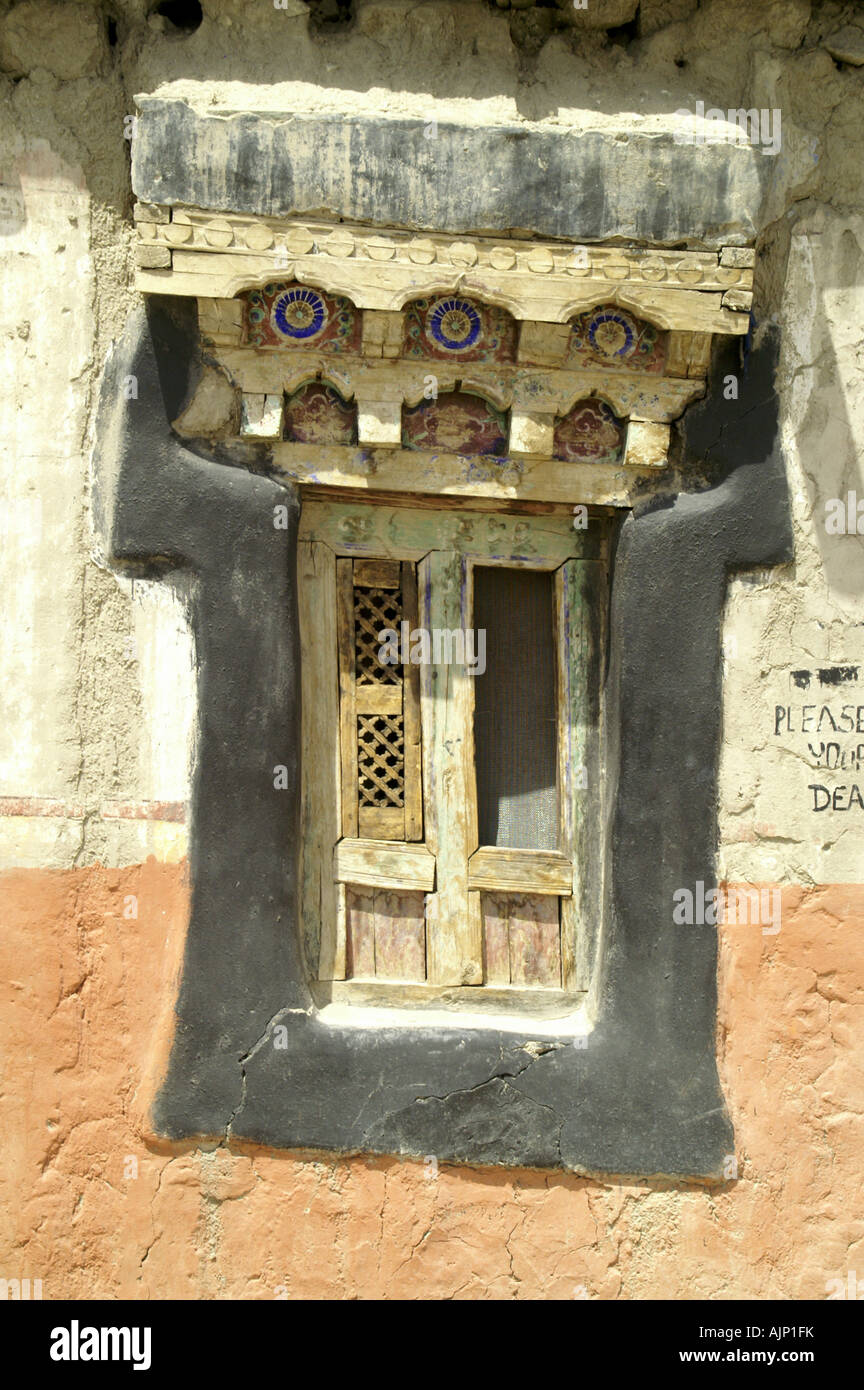 Old ancient window tibetan architecture at Thiksey monastery, Ladakh ...