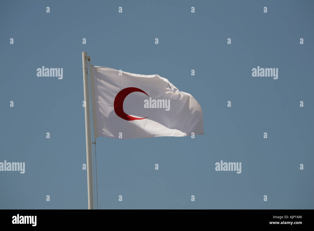 Stock photograph of red crescent flag Stock Photo - Alamy