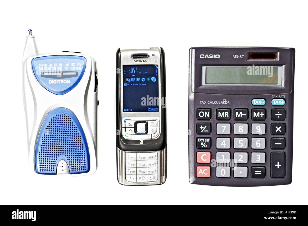 Transistor Radio Cell Phone Solar Power Calculator Stock Photo - Alamy