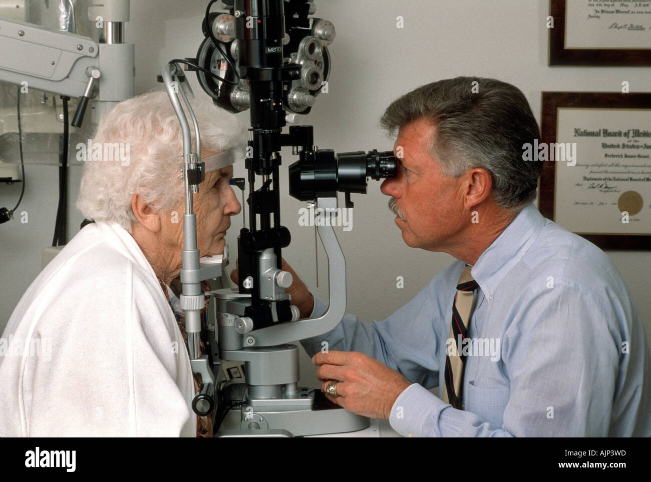An eye exam by an Ophthalmologist Stock Photo - Alamy