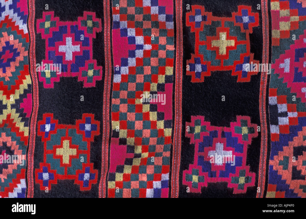 Woven wool and acrylic textile with Geometric motifs from Himachal ...