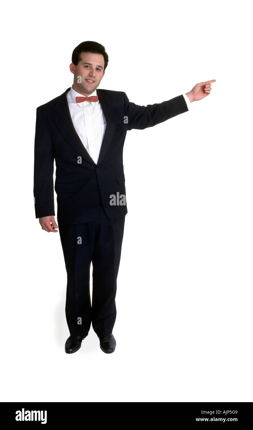 A business man with a bow tie gestures Stock Photo - Alamy