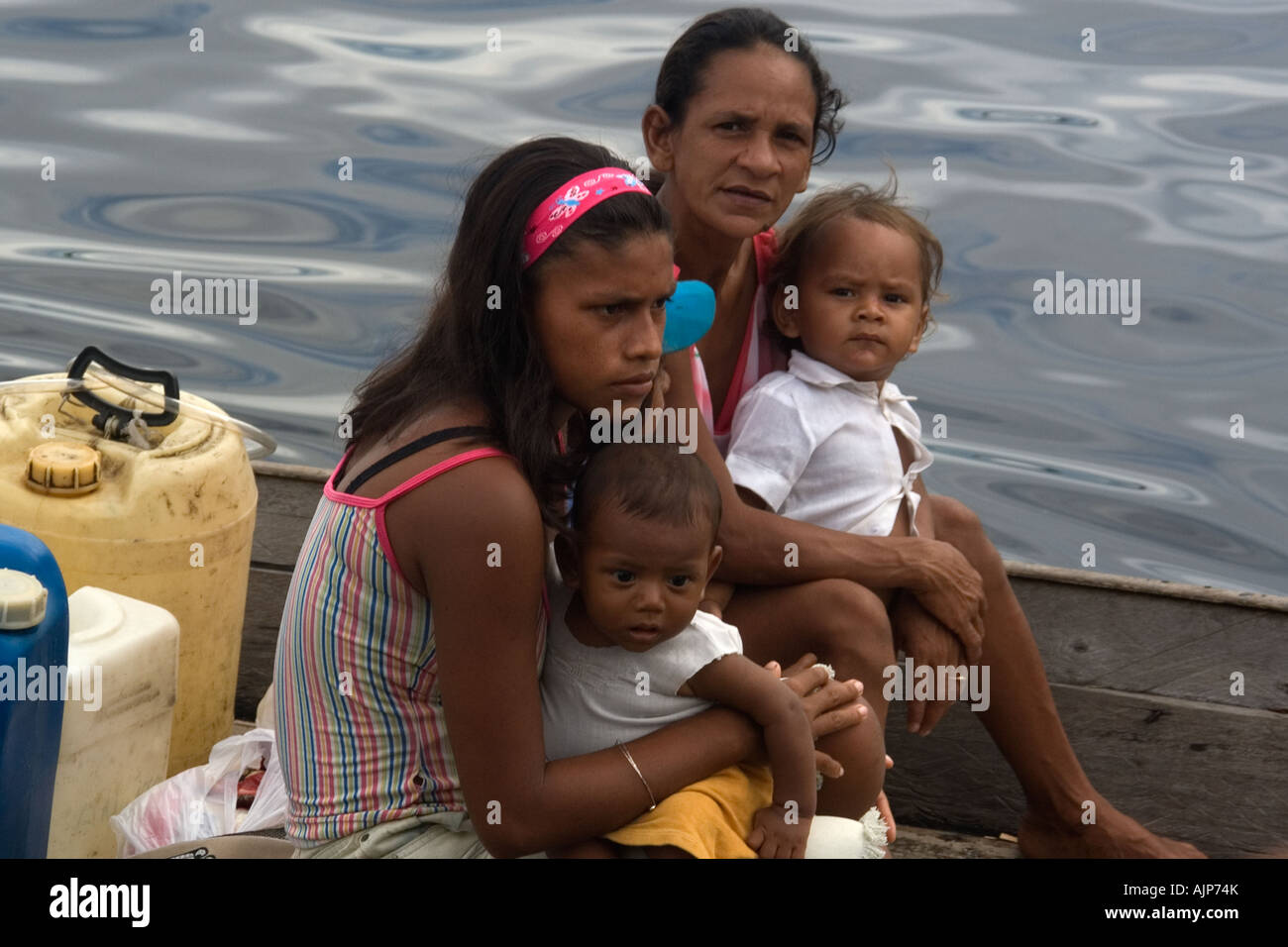 Amazonian family on boat Tefe Amazonas Brazil Stock Photo - Alamy