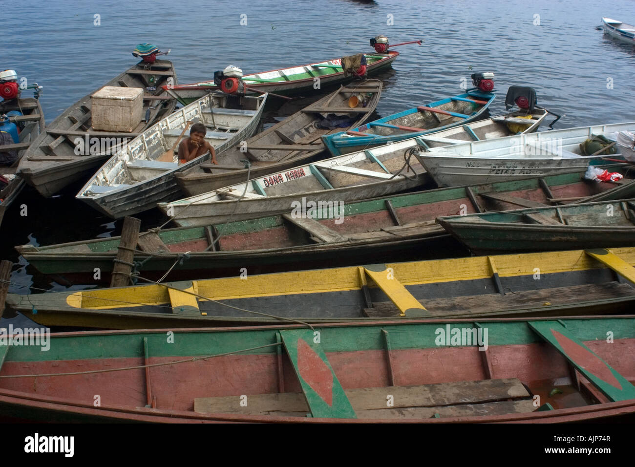 Boats docked on riverside Solimoes river Tefe Amazonas Brazil Stock ...