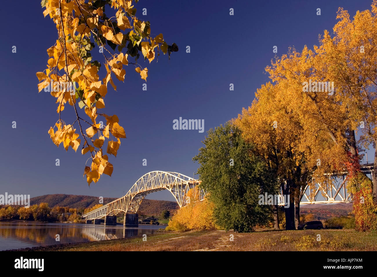 Crown Point bridge over Lake Champlain in Addison Vermont October 28 ...