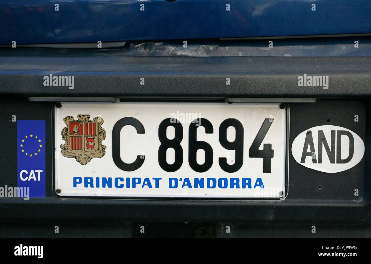 Number plate on a car from Andorra Stock Photo - Alamy