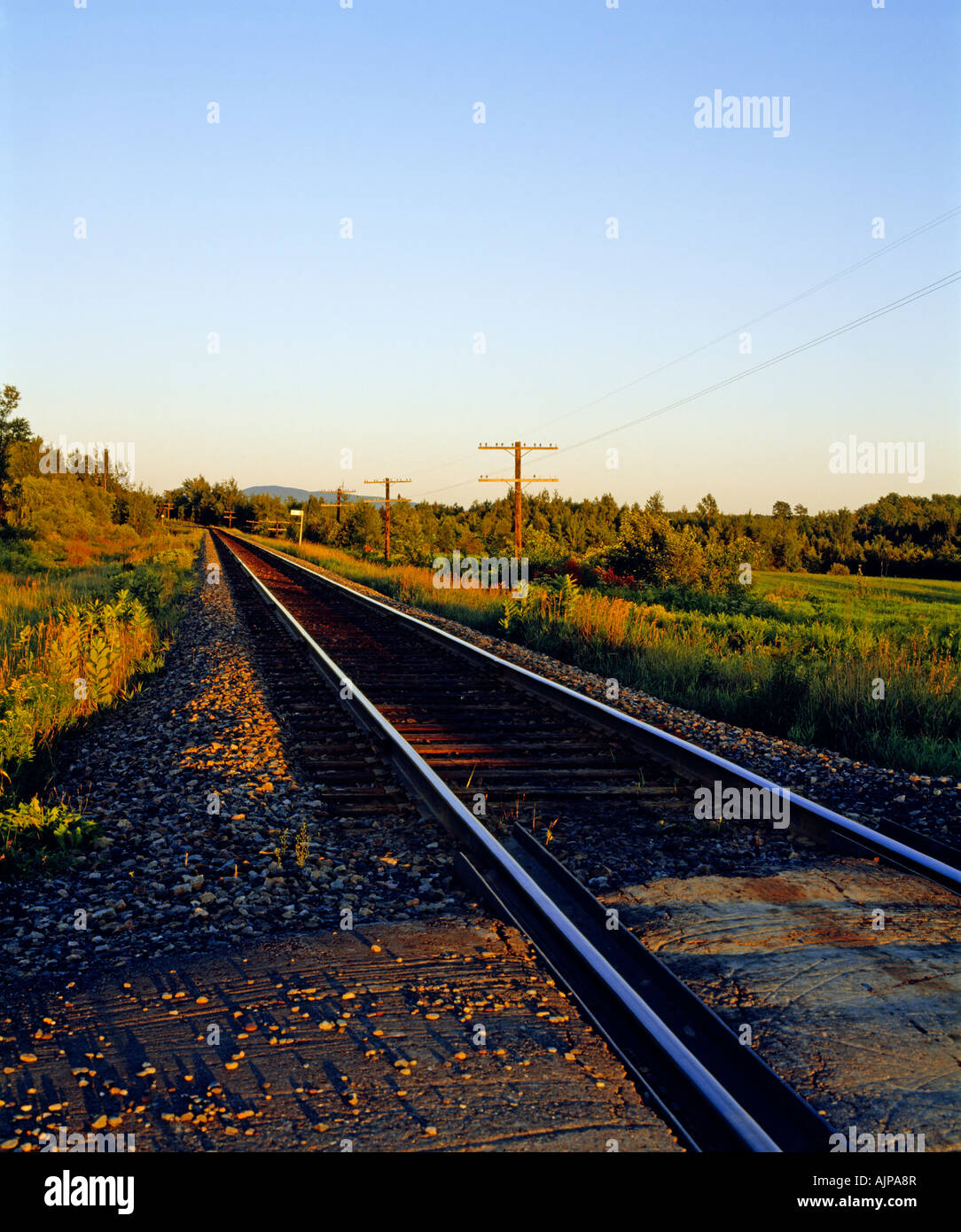 Railroad tracks, Eastern townships, Quebec, Canada Stock Photo - Alamy