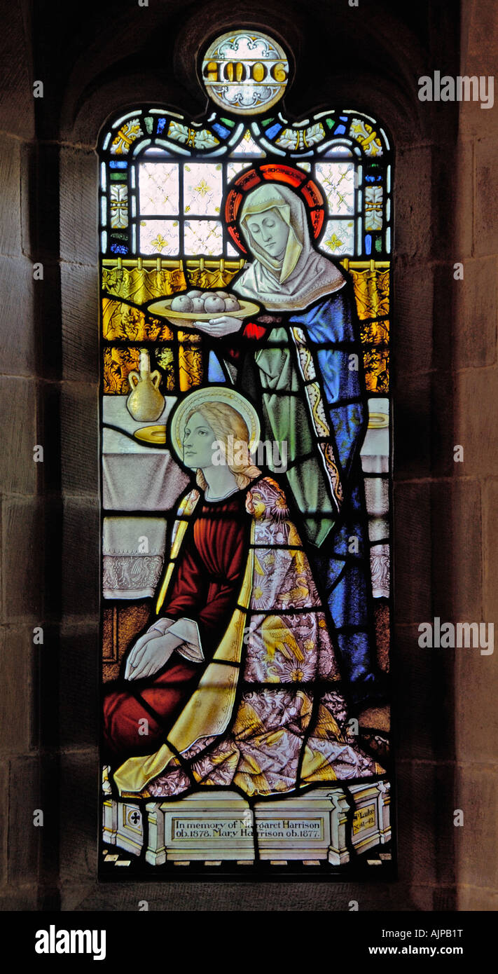 Martha serving Christ window. Church of Saint Bartholomew, Barbon ...