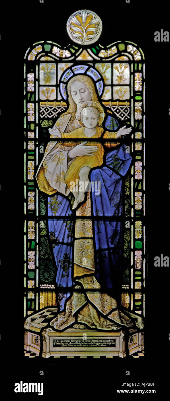 Madonna and Child window. Church of Saint Bartholomew, Barbon, Cumbria ...
