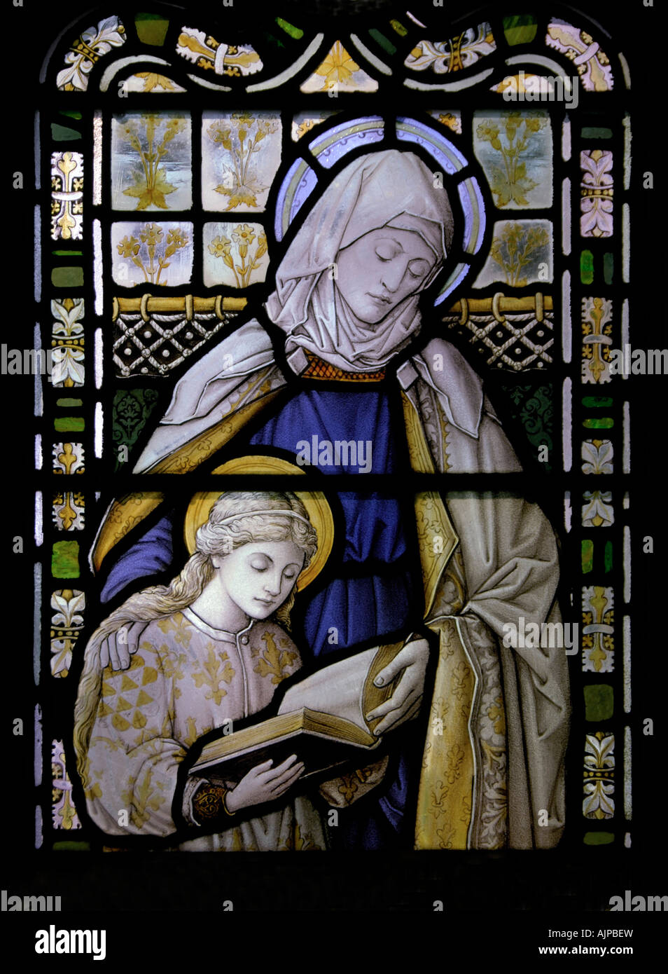 Child reading window (detail). Church of Saint Bartholomew, Barbon ...
