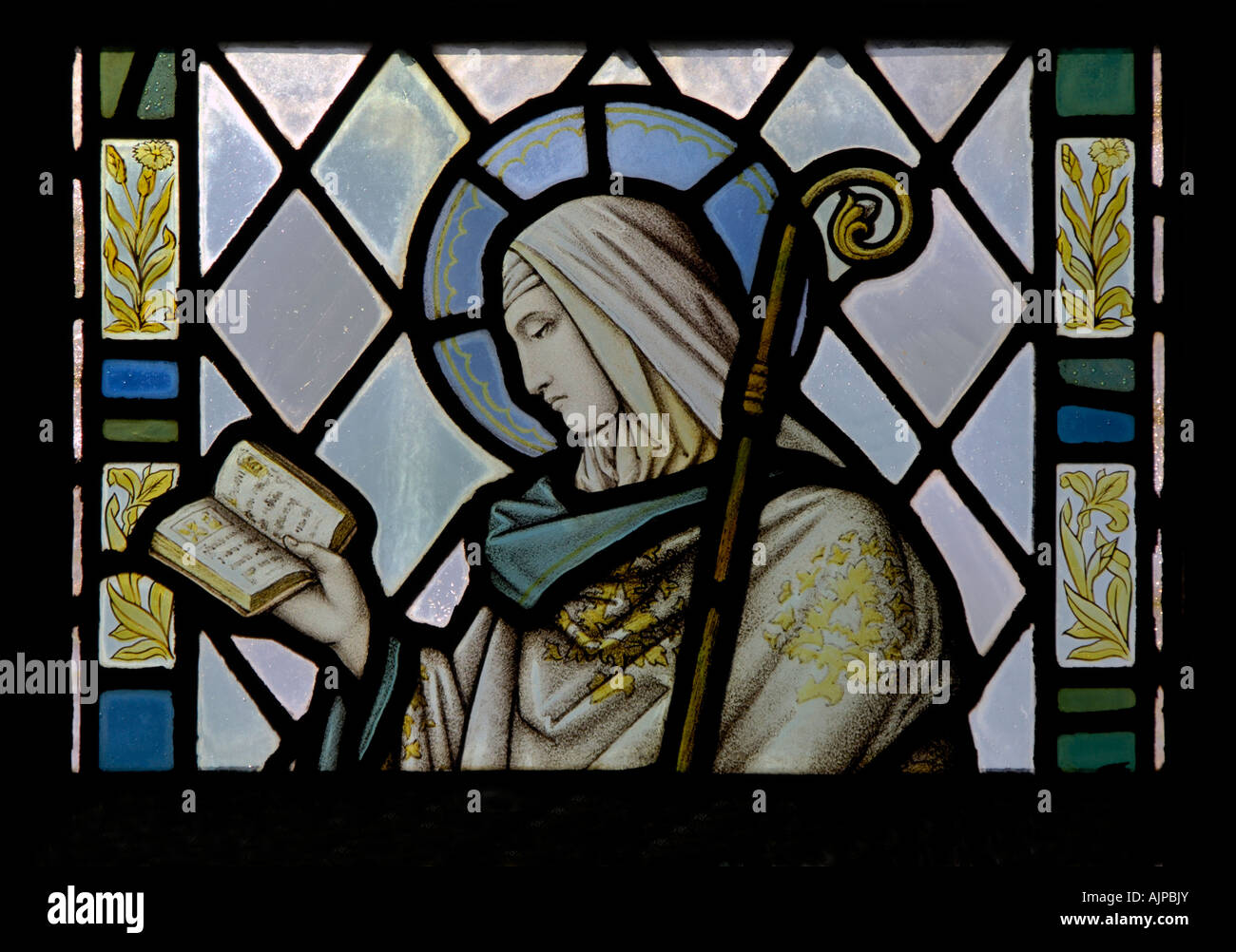 Saint Hilda window (detail). Church of Saint Bartholomew, Barbon ...
