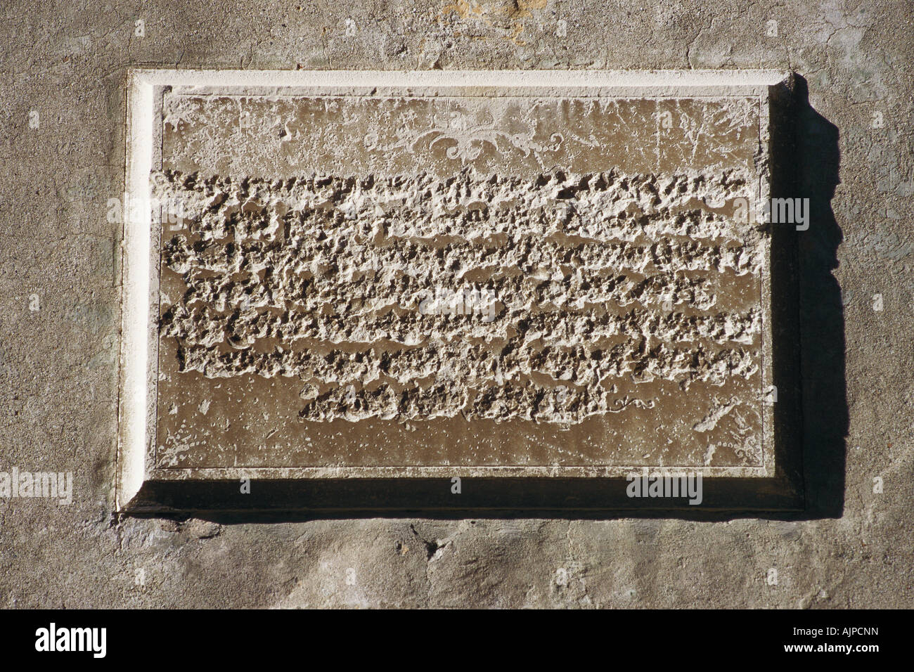 Feltre Italy Stone tablets showing original inscriptions obliterated ...