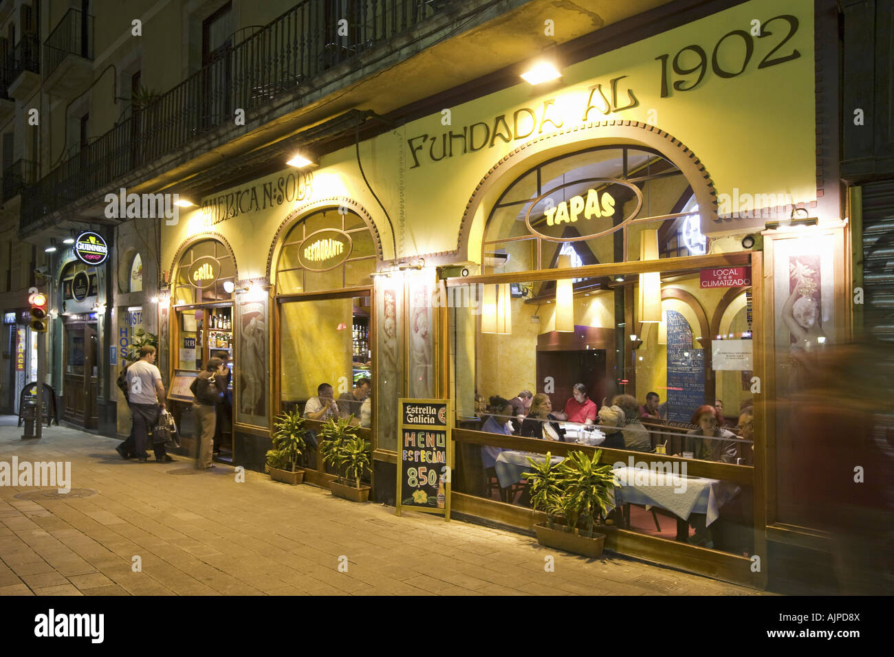spain Barcelona typical Tapa bar Restaurant American Soda near Ramblas ...