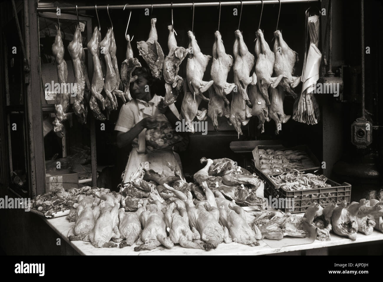 Portugese poultry stall, Bolhão market, Oporto, Portugal Stock Photo ...