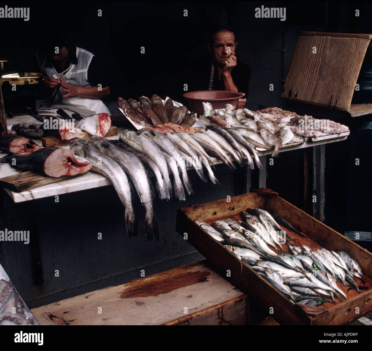 Portugese fish stall at Bolhao market, Oporto, Portugal Stock Photo - Alamy