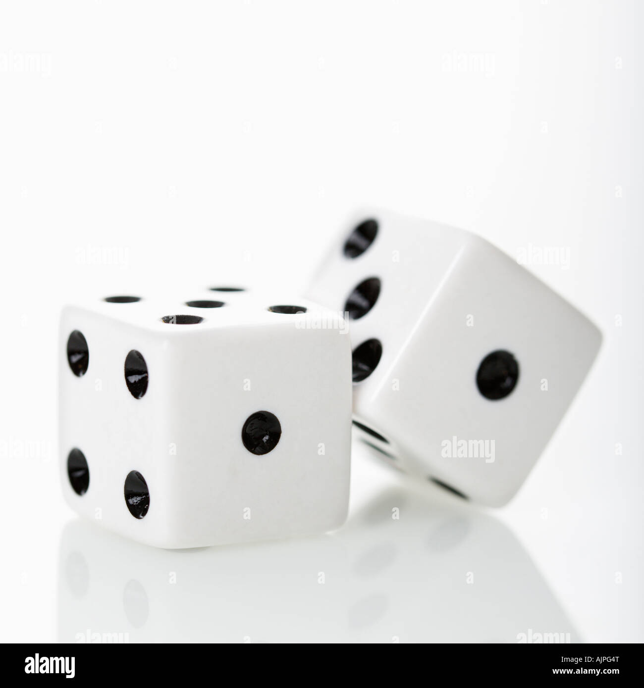 Two white dice Stock Photo - Alamy