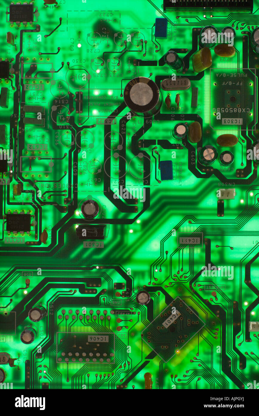 Green circuit board detail Stock Photo - Alamy